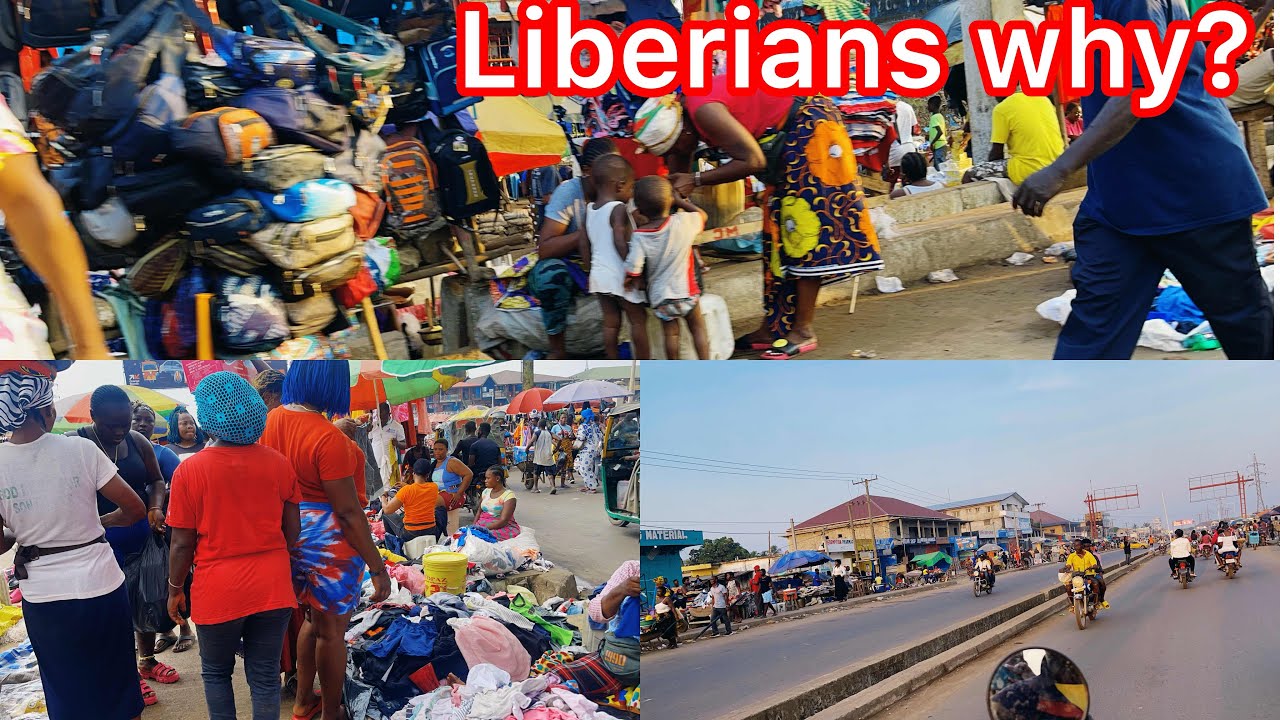 Drive through Liberia biggest open street market red light and this ...