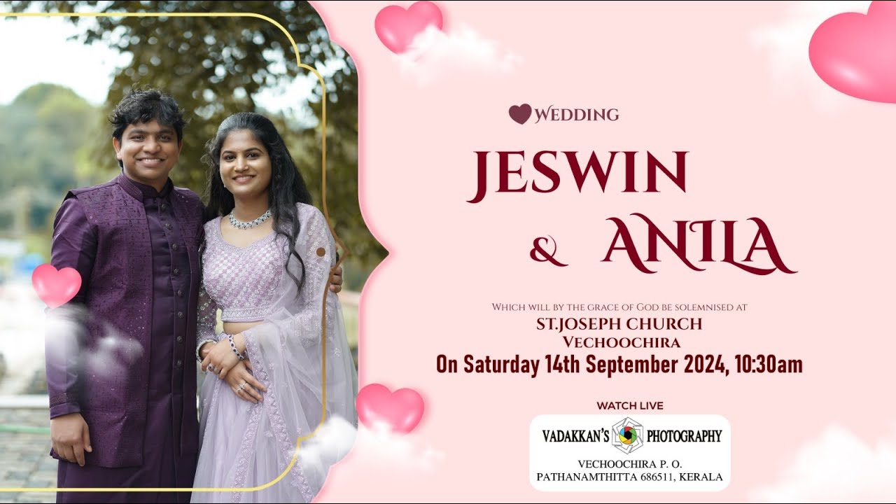 WEDDING CERMONY || JESWIN GEORGE & ANILA JOSE - YouTube