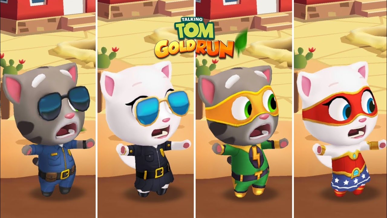 Talking Tom Gold Run Wild West - Officer Tom vs Agent Angela vs Super ...