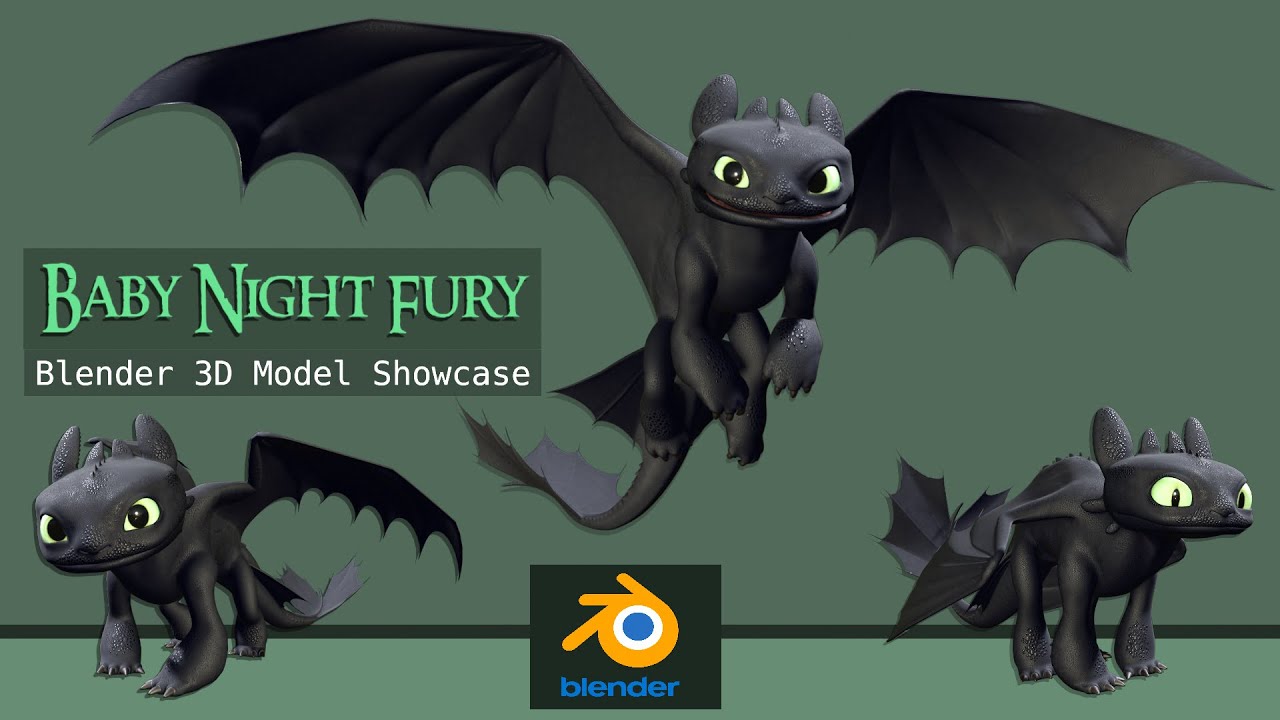 Baby Night Fury | Blender 3D Model Showcase - YouTube