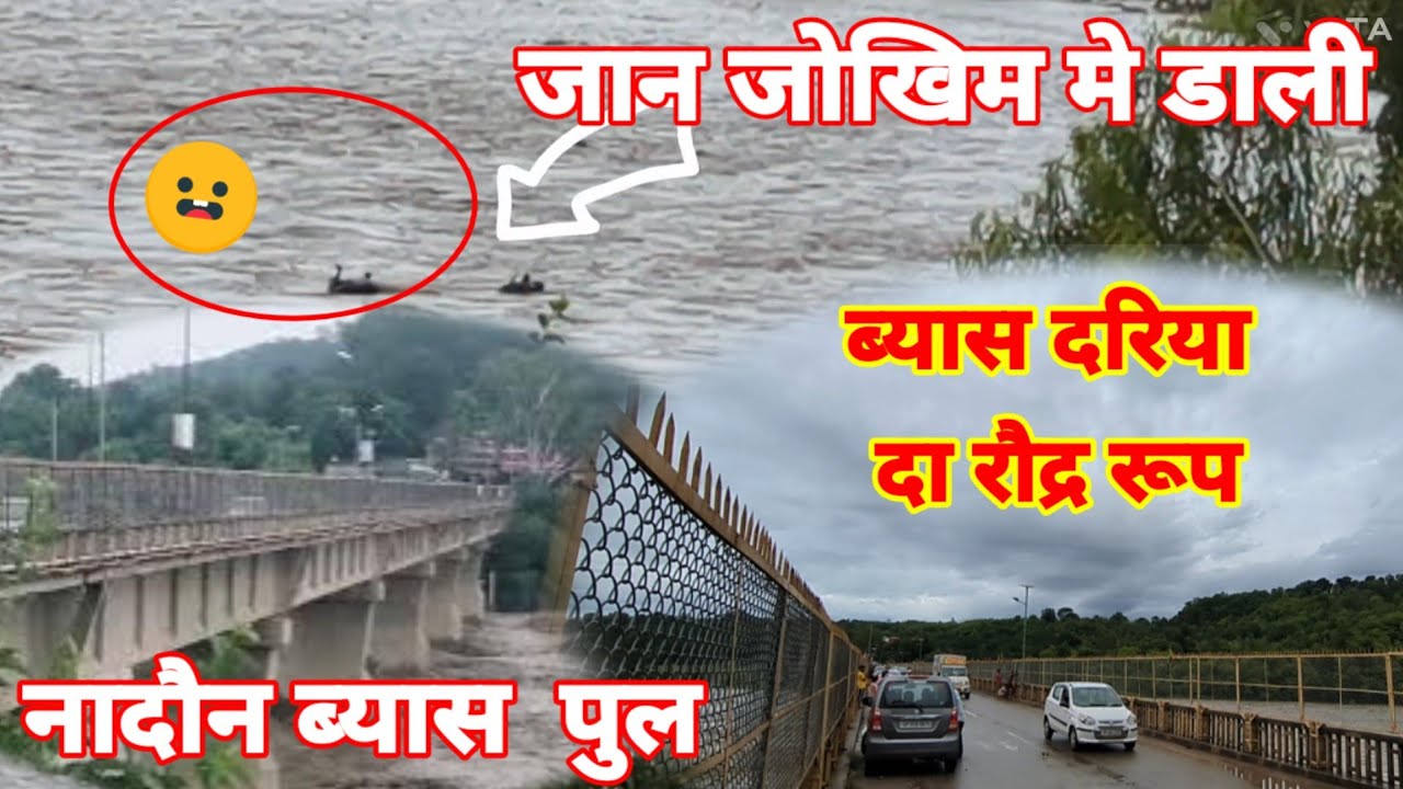 ब्यास में आज गये खबाजाBeas river in dangerous mode Nadaun ब्यास नदी का ...