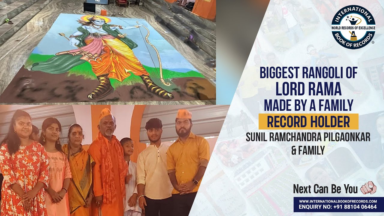BIGGEST RANGOLI OF LORD RAMA MADE BY A FAMILY - YouTube