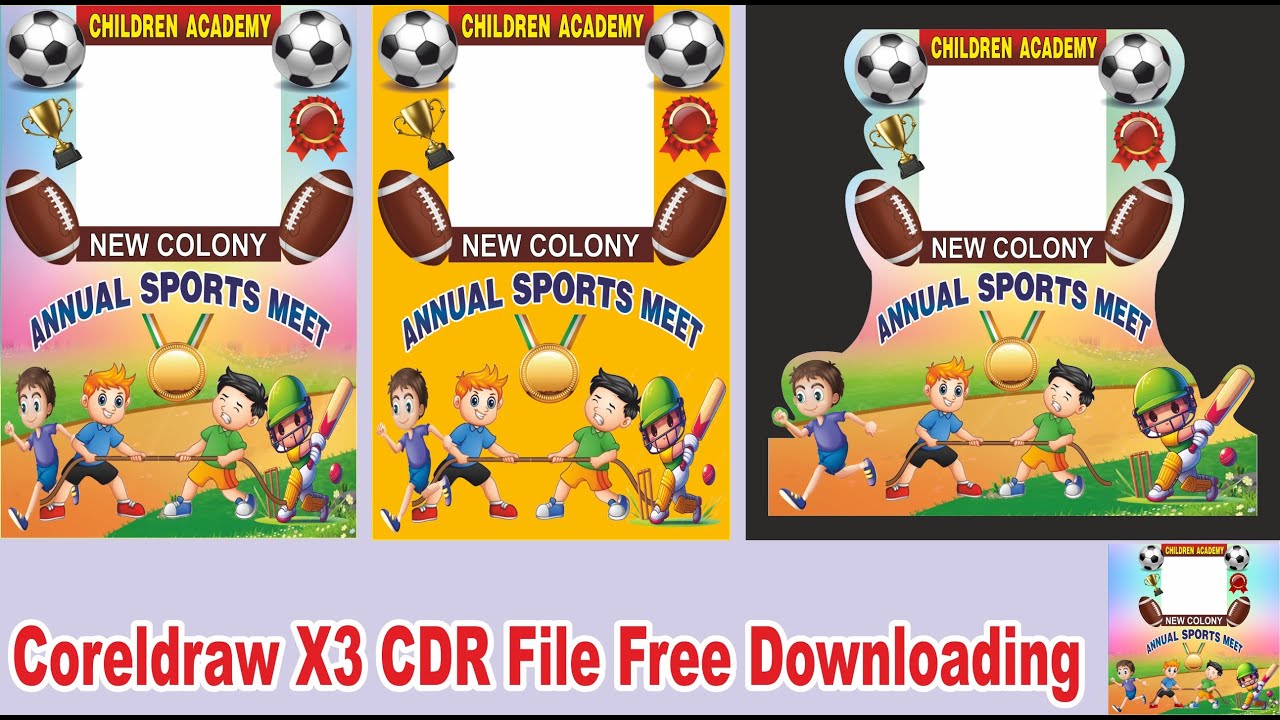 Annual Sports Meet School Banner Design Coreldraw | National Sports Day ...