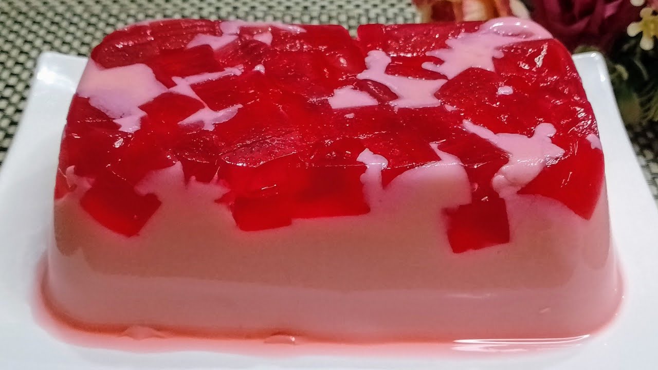 Strawberry Jelly Milk Pudding Recipe | Dessert - YouTube