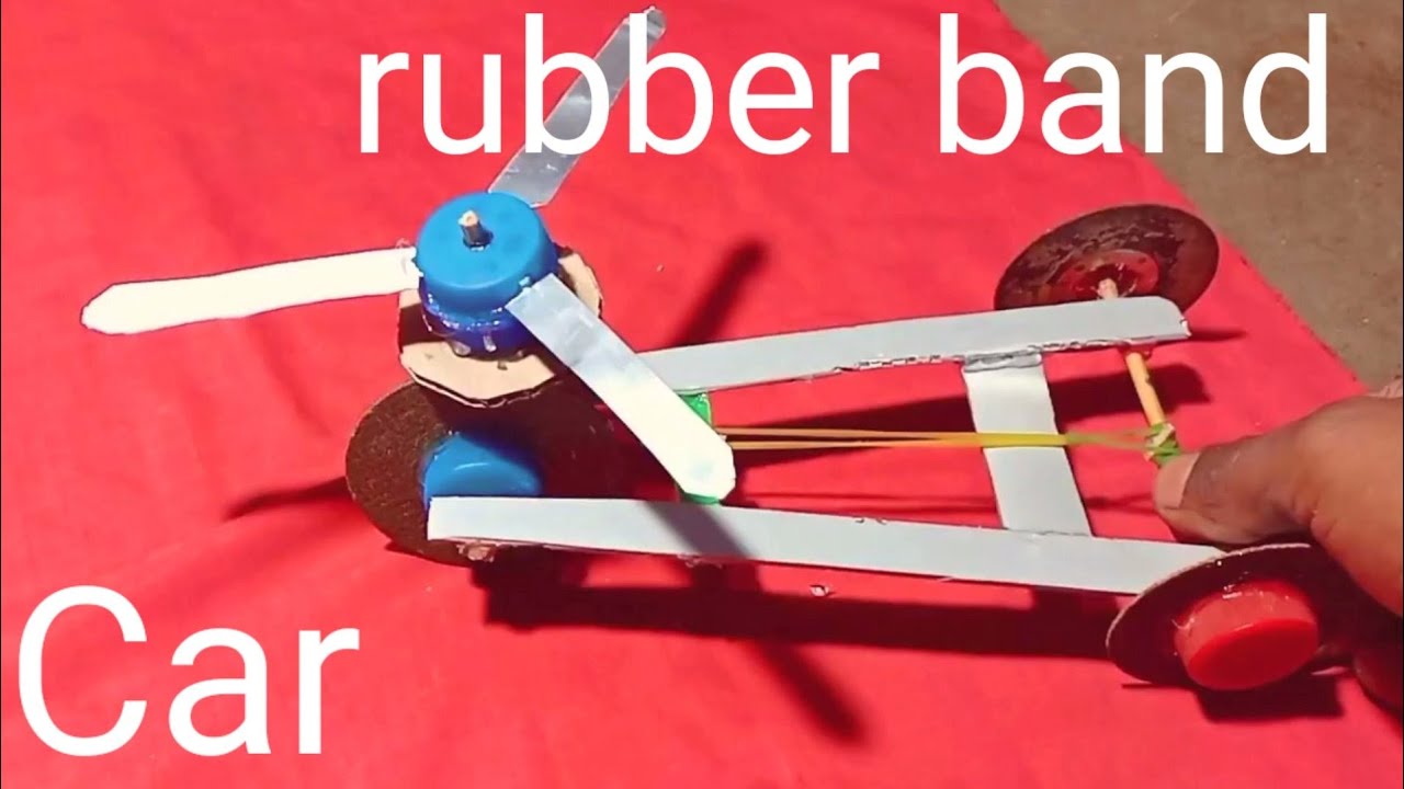 How To Make a Mini Powered Rubber Band Car - YouTube
