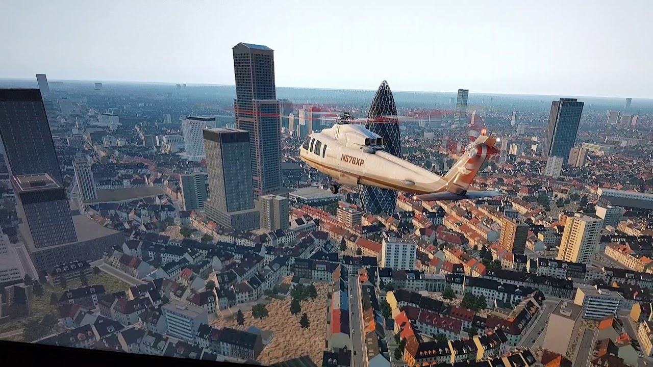 Simulated short helicopter flight over London (external view) - YouTube