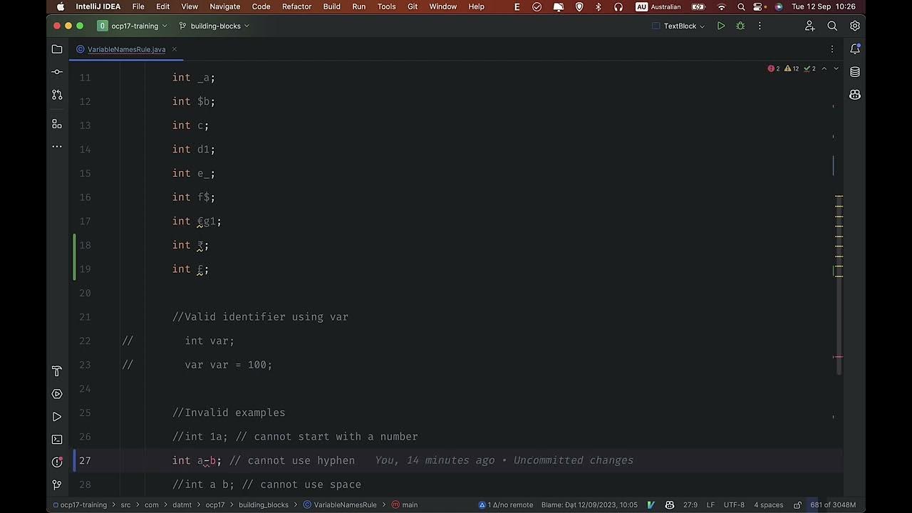 OCP 17 EP4: Java 17 Valid Identifiers' Names - YouTube