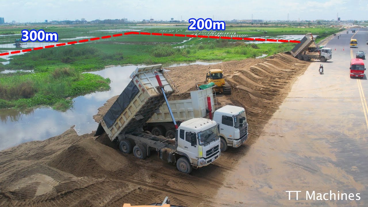 Biggest Sand Filling Project !! Technique Operator Filling Up Bulldozer ...