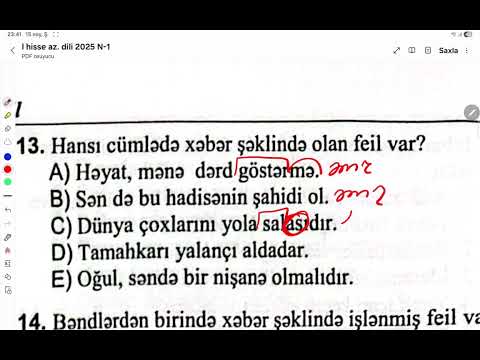 DİM 2025. Feilin şəkilləri. Feilin zamanları. Təsdiq və inkar feillər