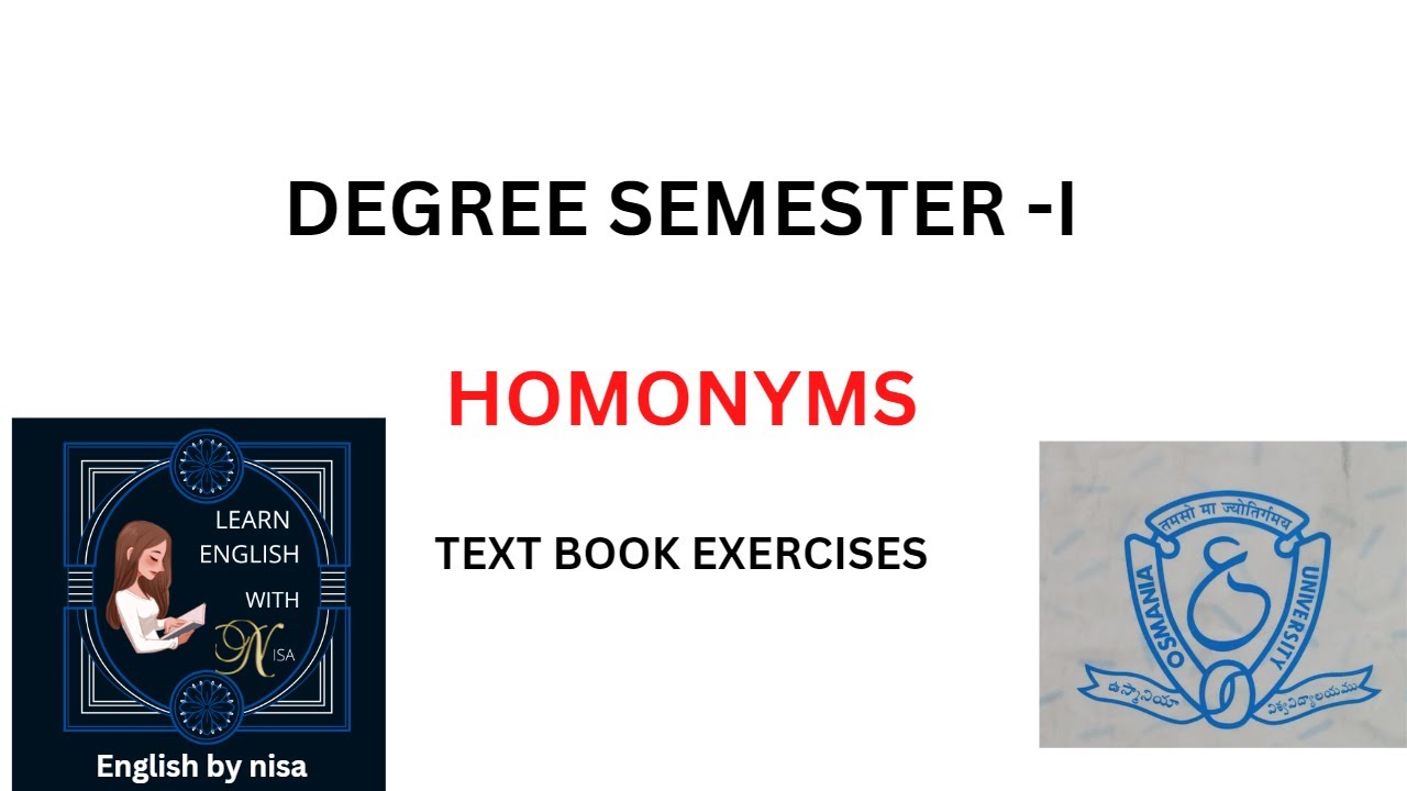 DEGREE SEMESTER -I || ENGLISH TEXT BOOK EXERCISES OF HOMONYMS. - YouTube