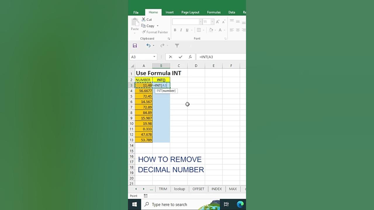 Use INT Function in excel || #shorts - YouTube