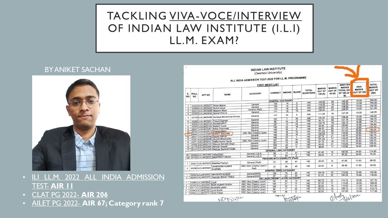 how to prepare for VIVA-VOCE/ Interview of ILI L.L.M exam?? - YouTube