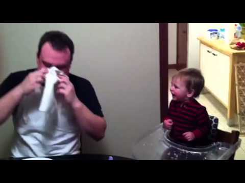 Baby laughing at fake sneeze - YouTube