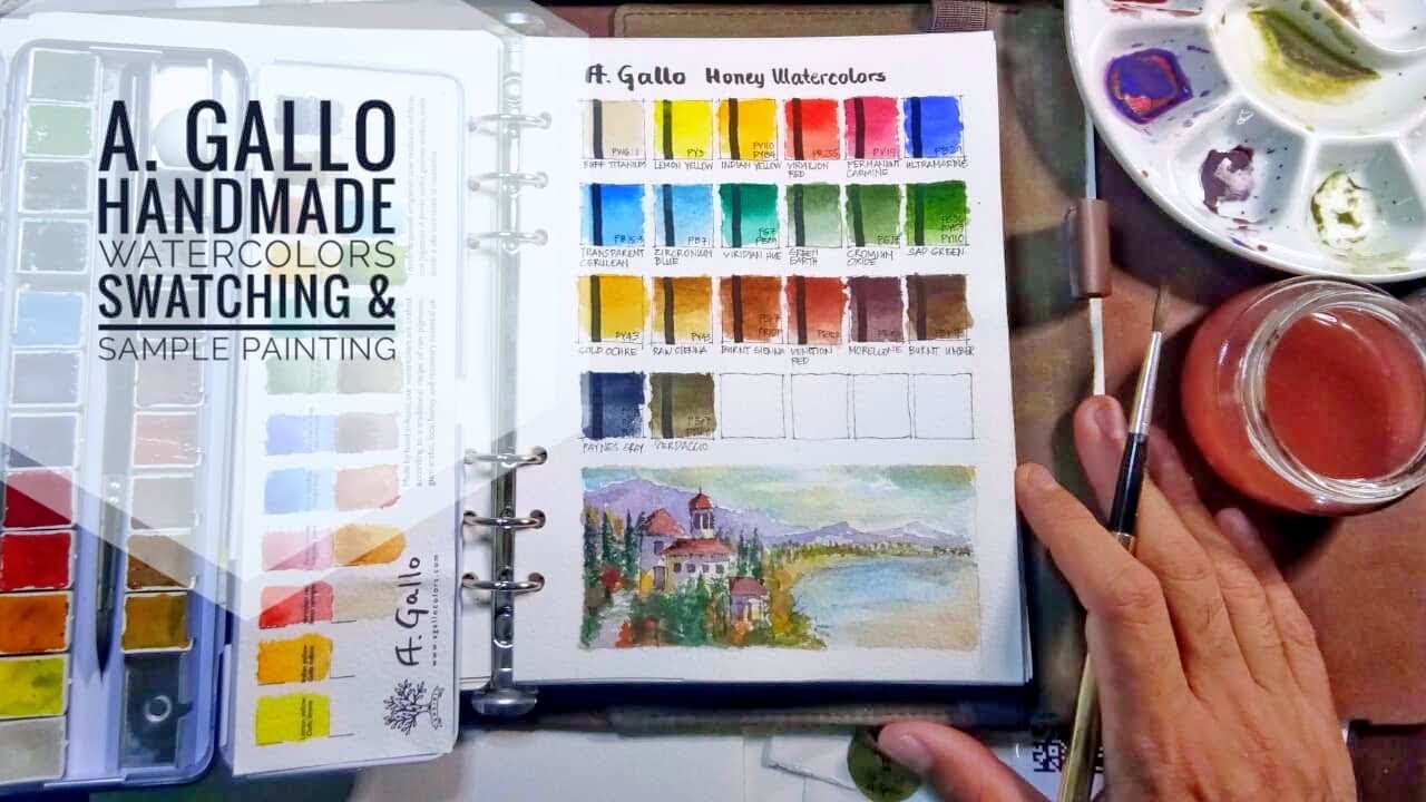 A. Gallo Handmade Watercolors swatching and sample painting - YouTube