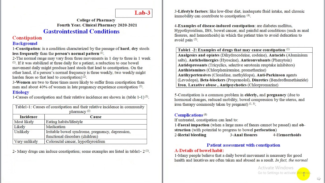 Lab 3 Constipation - YouTube