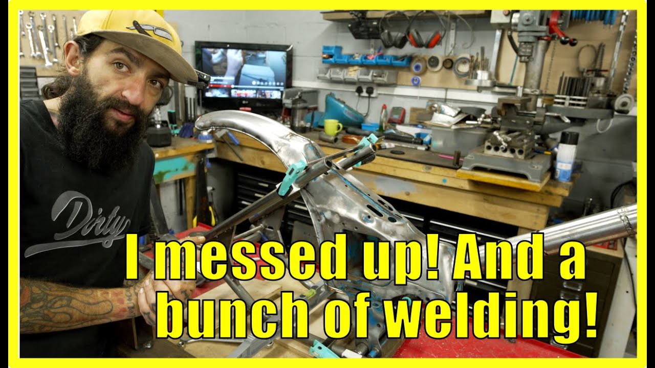 Honda CHOPPY CUB BUILD PT6 - I messed up! And a bunch of welding! - YouTube