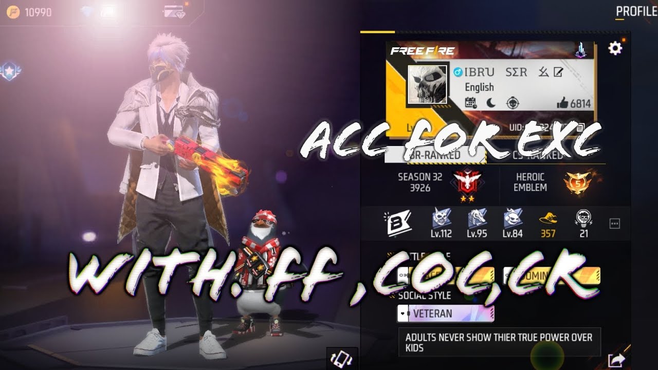 FF ACC EXC WITH FF , COC , CR | STATUS : AVAILABLE | #freefire # ...