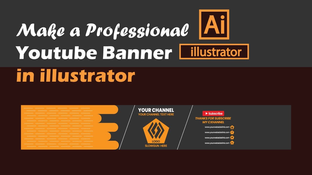 YouTube Banner channel art Design in illustrator II make a Professional ...