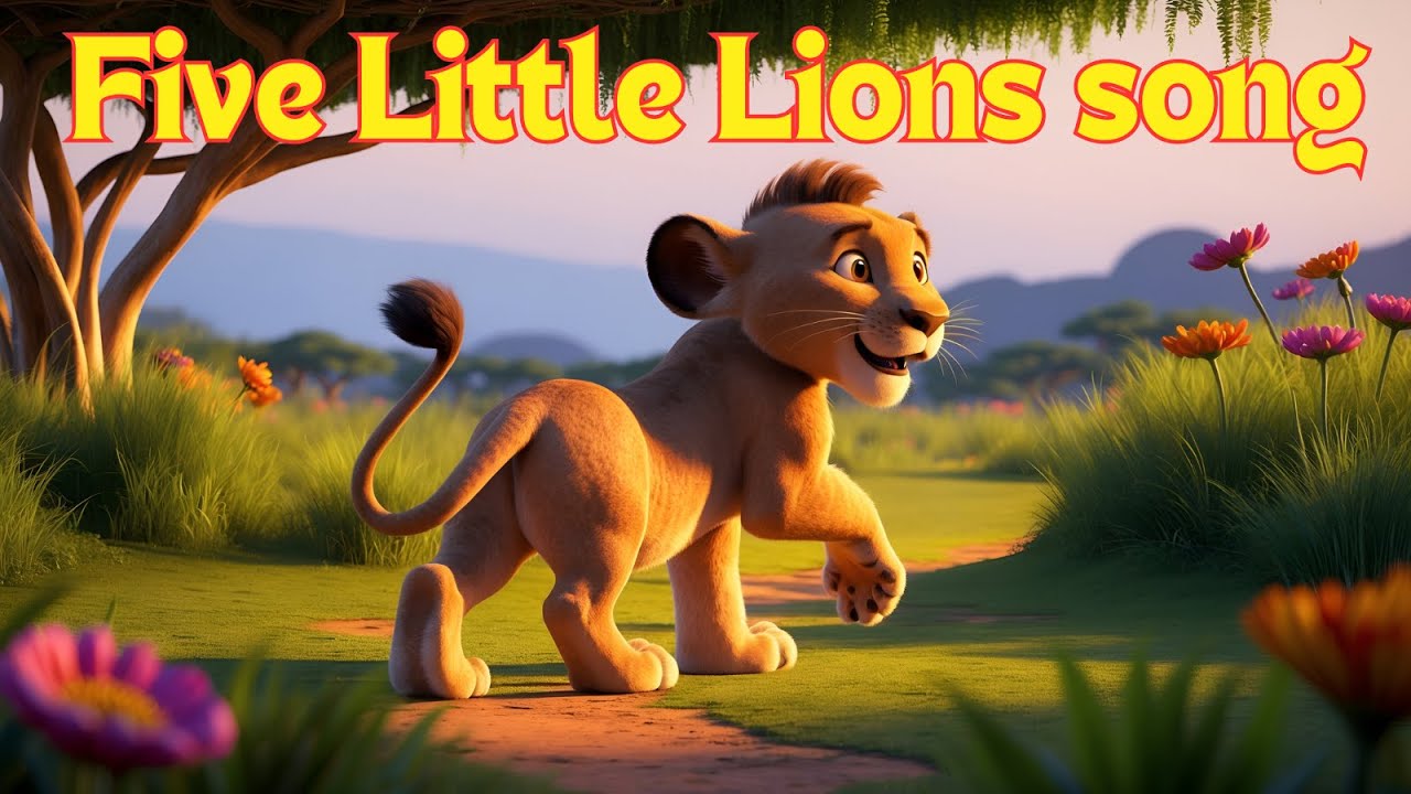 Five little lions song! | New Nursery Rhyme for kids | Lion animal song ...