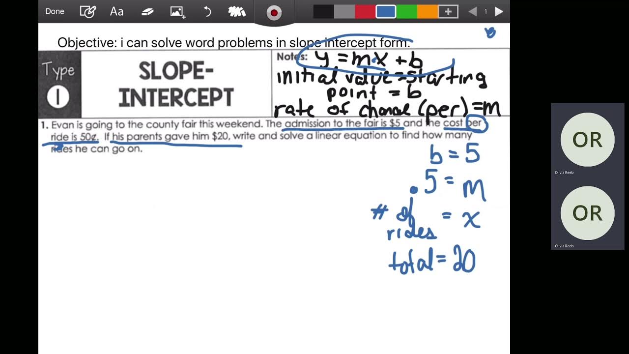 Word Problems Slope Intercept Form - YouTube