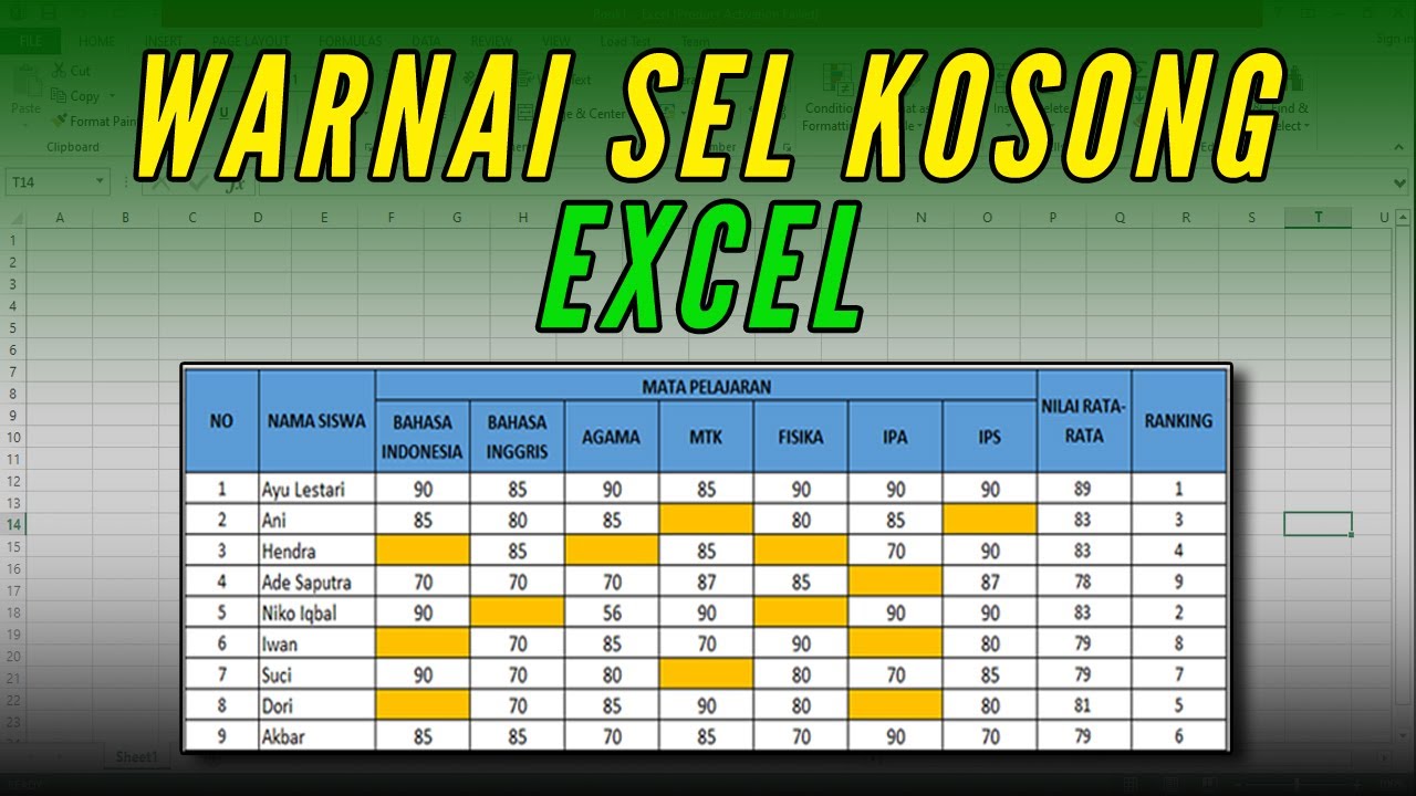 Warnai Sel Kosong Secara Otomatis di Ms Excel | Tutorial Ms Excel - YouTube