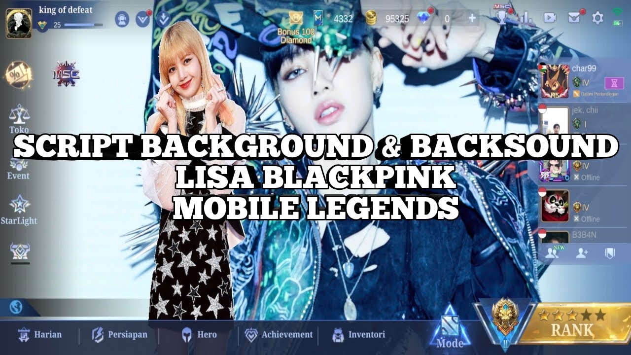 SCRIPT INTERFACE BACKGROUND & BACKSOUND LOBBY LISA BLACKPINK MOBILE ...