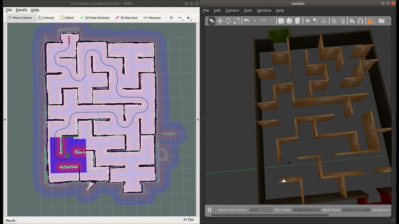 TurtleBot solving maze using ROS navigation | ROS Melodic | TurtleBot Burger - YouTube