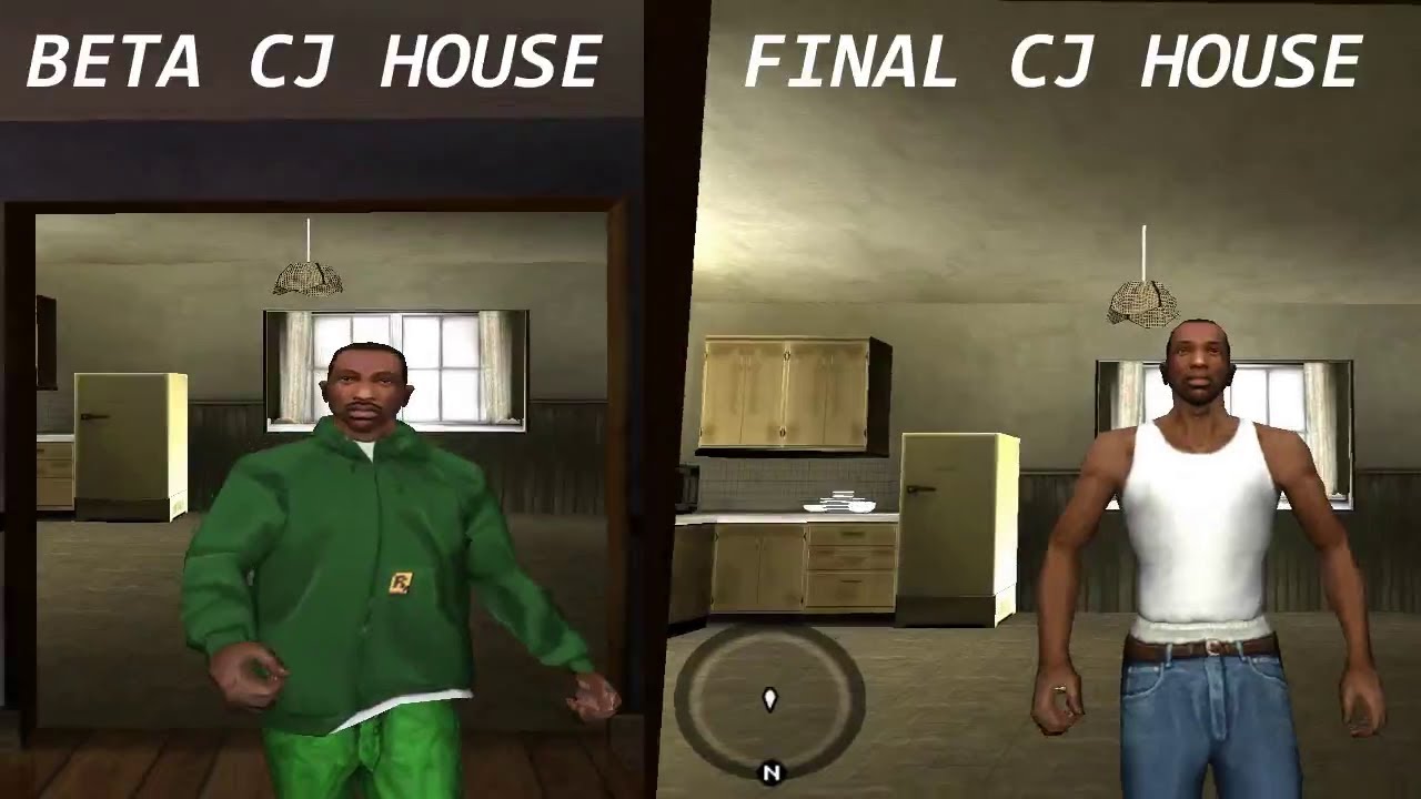 GTA San Andreas CJ's House(Beta Vs Final) Comparison - YouTube