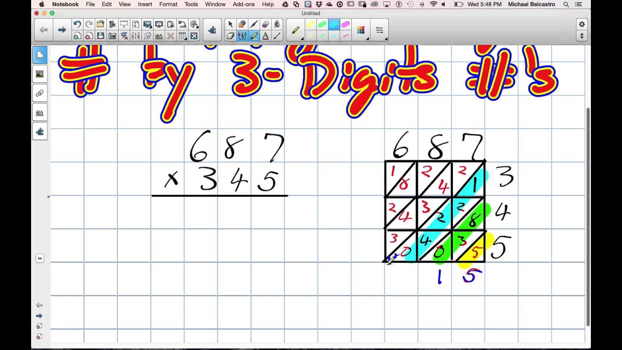 Multiplying 3 digit numbers with the Lattice and Traditional Method ...