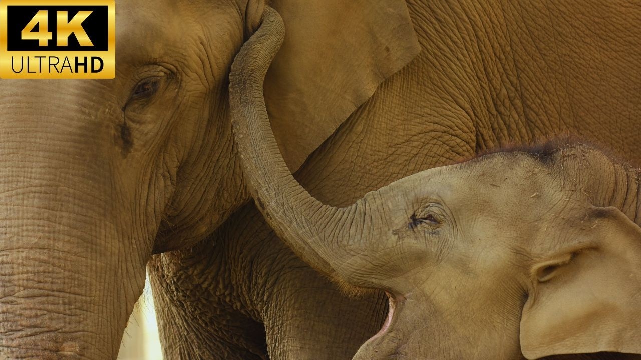 4k ASIAN ELEPHANT video with relaxing nature sounds and music - YouTube