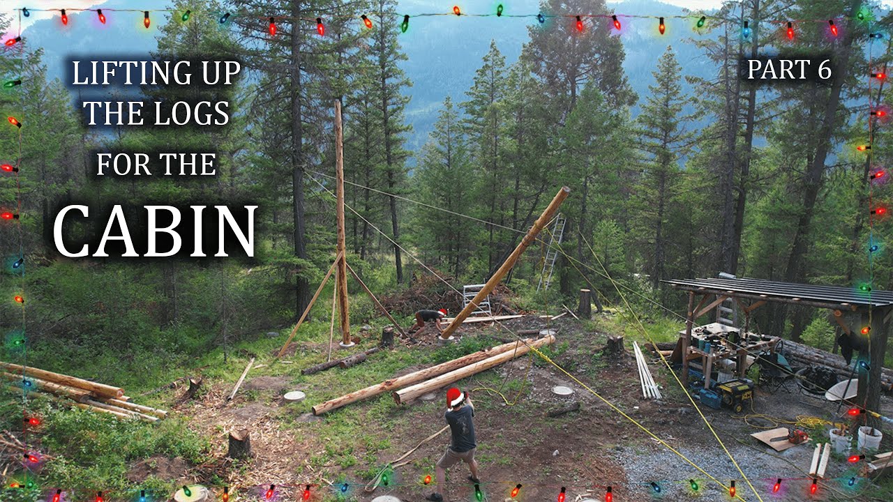 Building A Cabin - Part 6 - Standing Logs - YouTube
