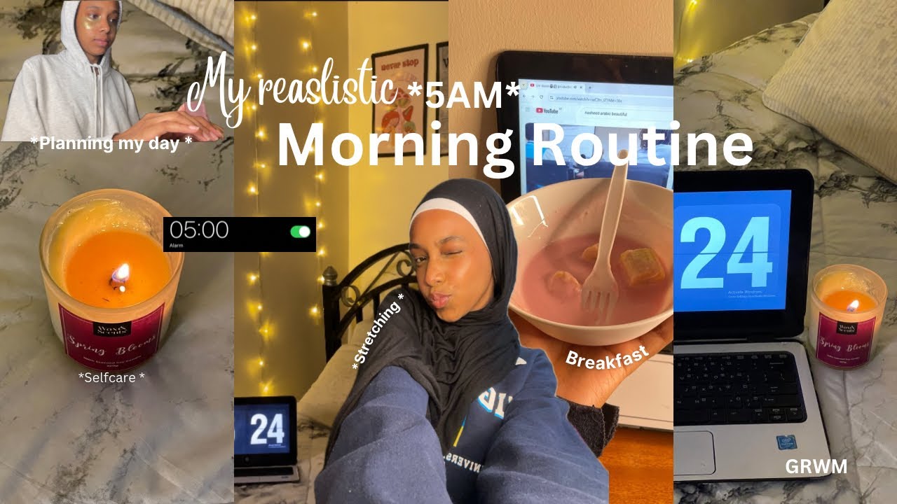 5AM PRODUCTIVE MORNING ROUTINE VLOG| journaling📚self care 🧖‍♀️breakfast ...