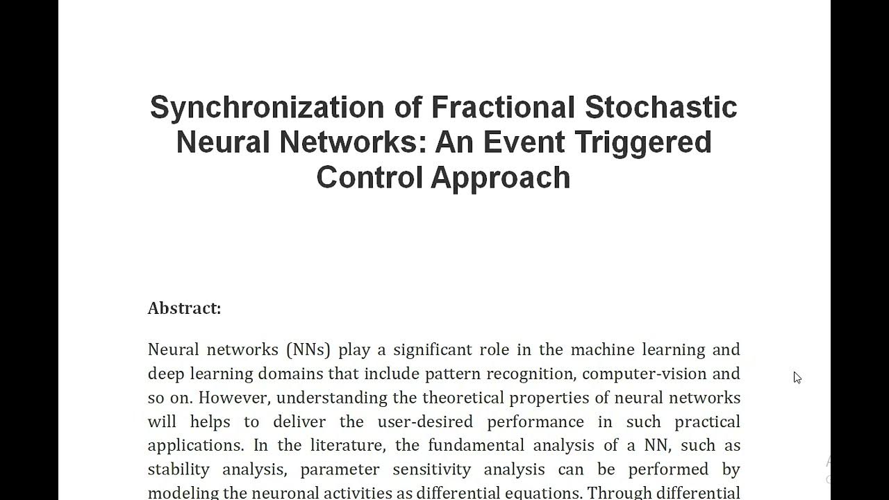 Synchronization of Fractional Stochastic Neural Networks An Event Triggered Control Approach ...