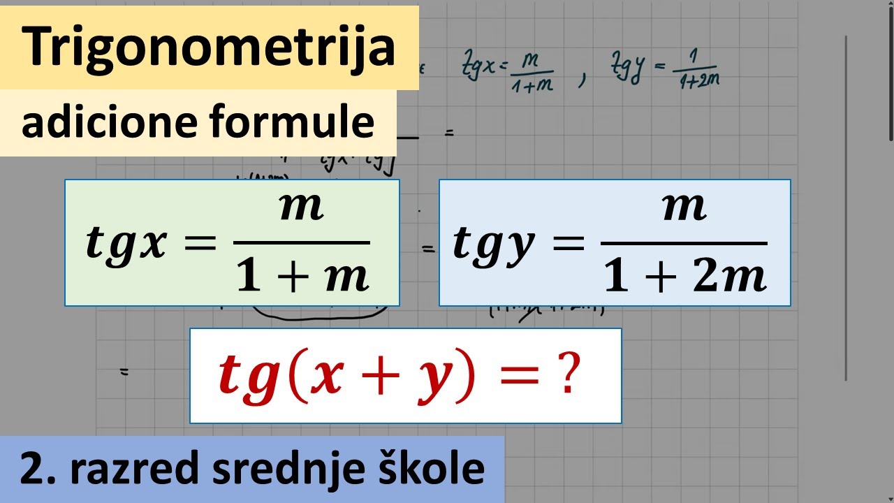 Trigonometrija, adicione formule zadatak sa tangensom matematika za 2 ...