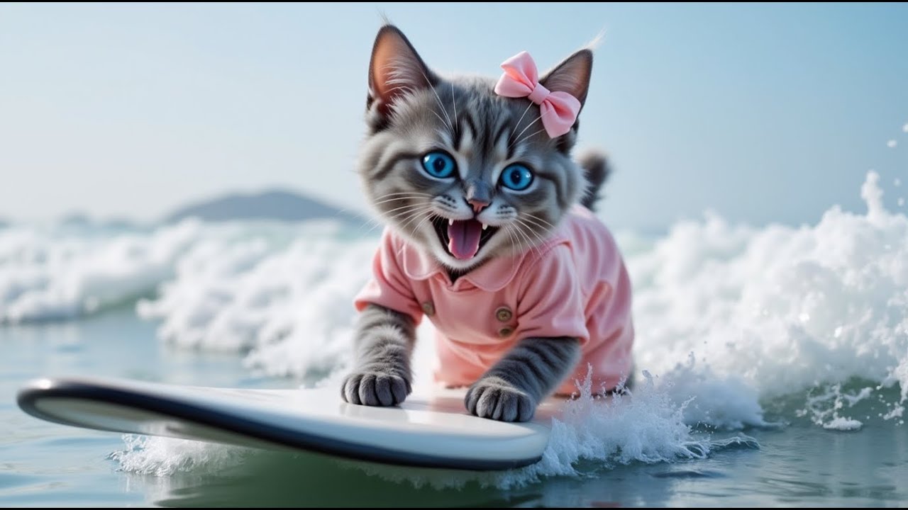 Travel to Australia Surfing Cute Cat - YouTube