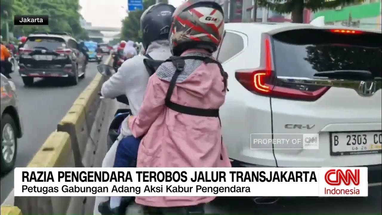 Razia Pengendara Terobos Jalur TransJakarta, Pemotor Nekat Lawan Arus - YouTube