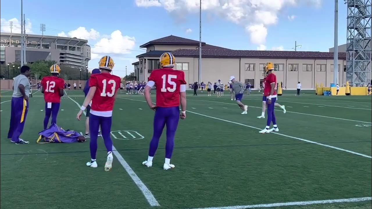 LSU QBs on Day 1 of Spring Practice 2022 - YouTube