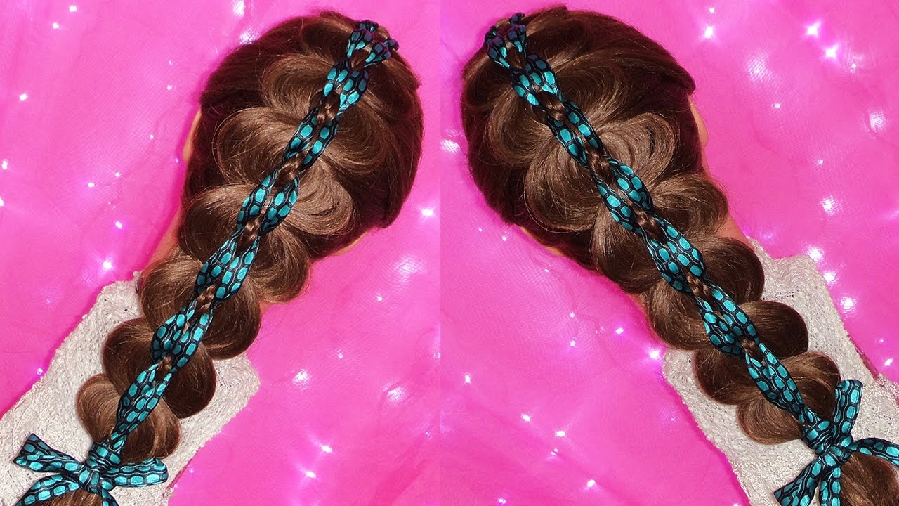 Trenzas Faciles y bonitas | Trenza Pull Through con Liston para niñas ...