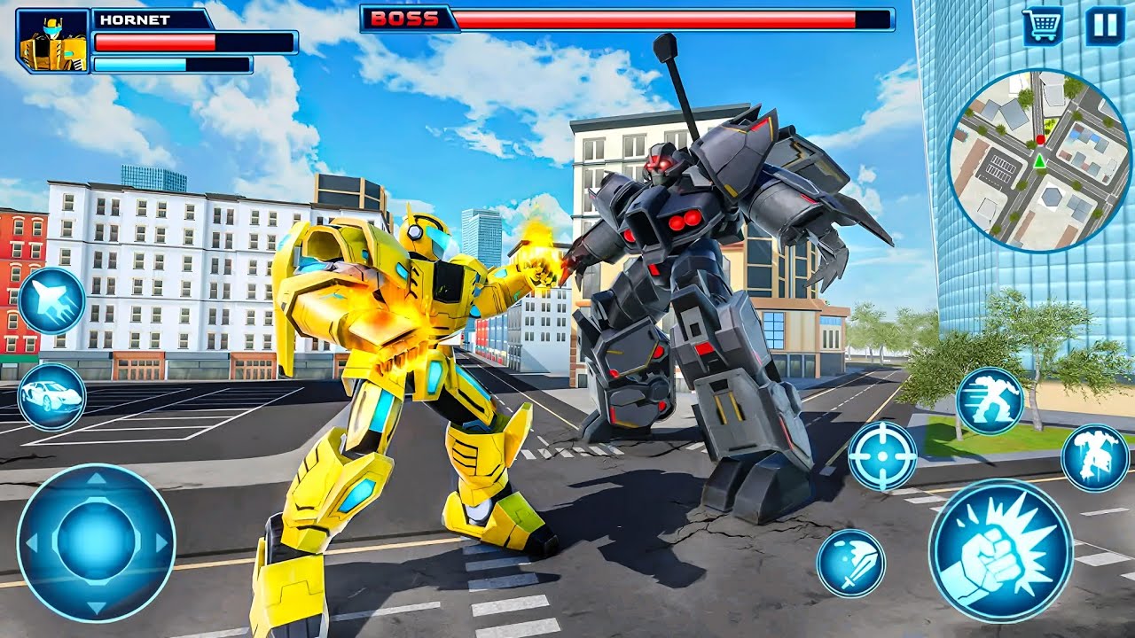 Car Jet Transformation Robot Game | Robot Fighting Battle In City ...