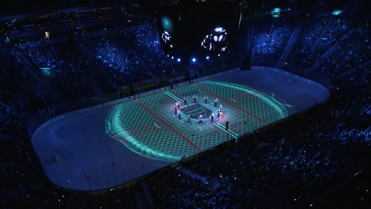 LED Drummers, Drumbots performance for NHL intermission entertainment ...