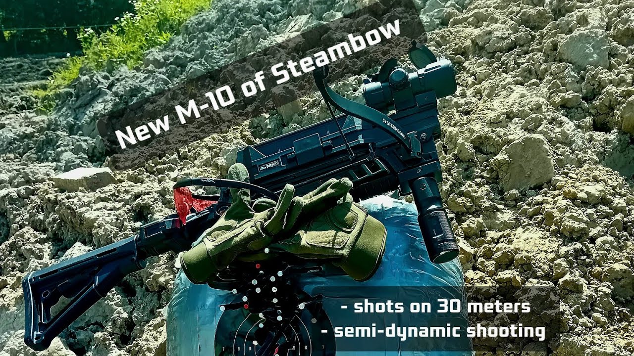 🇩🇪 M10 Upper of Steambow, shots on 30 meters + semi-dynamic shooting, 75 lbs, AR-6 open lower ...