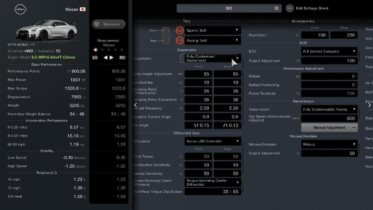 GT7 R35 GTR Nismo 351 engine swap Top Speed nos tune - YouTube
