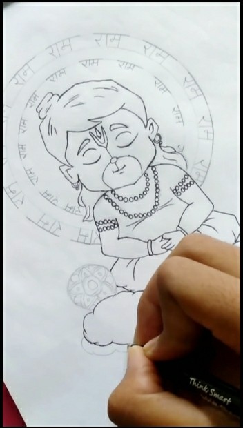 how to draw cute little hanuman.Realistic drawing by @merajkhannaarts # ...