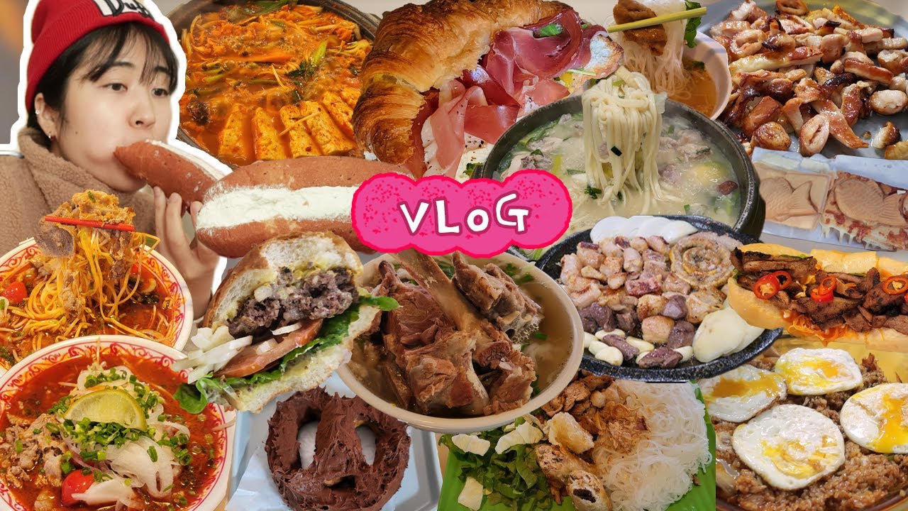 이대로면 눈사람이 되겠어 데굴데굴⛄ 크로와상 샌드위치 버섯전골 똠양꿍 쌀국수 닭한마리 피자붕어빵 얼그레이크림빵 김치