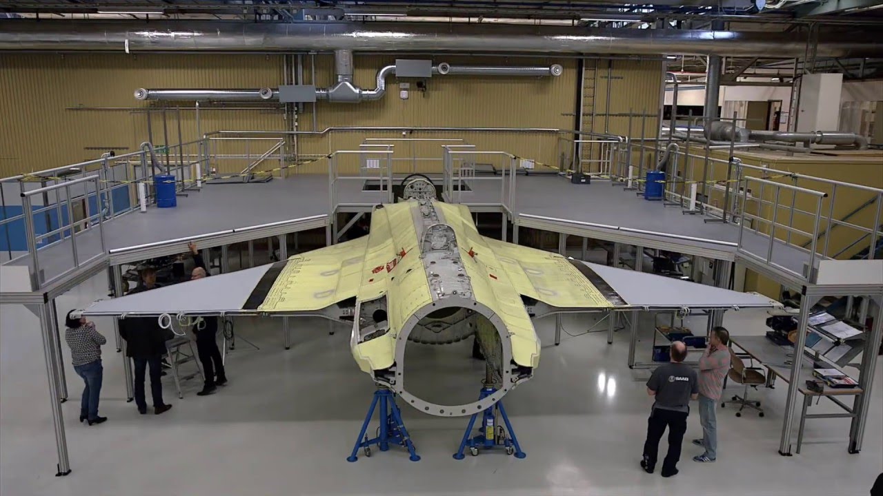 Gripen E test aircraft production - YouTube