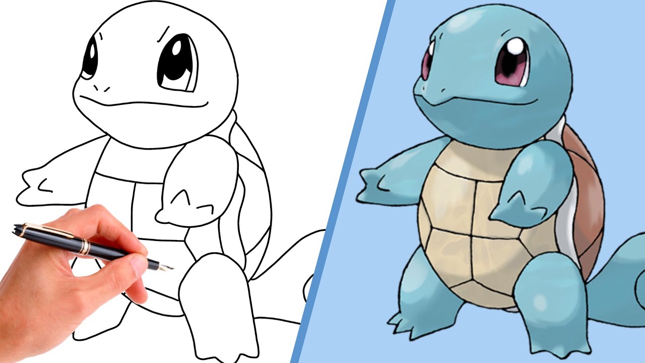 How To Draw SQUIRTLE POKÉMON #007 // GENERATION 1 // Step-By-Step - YouTube