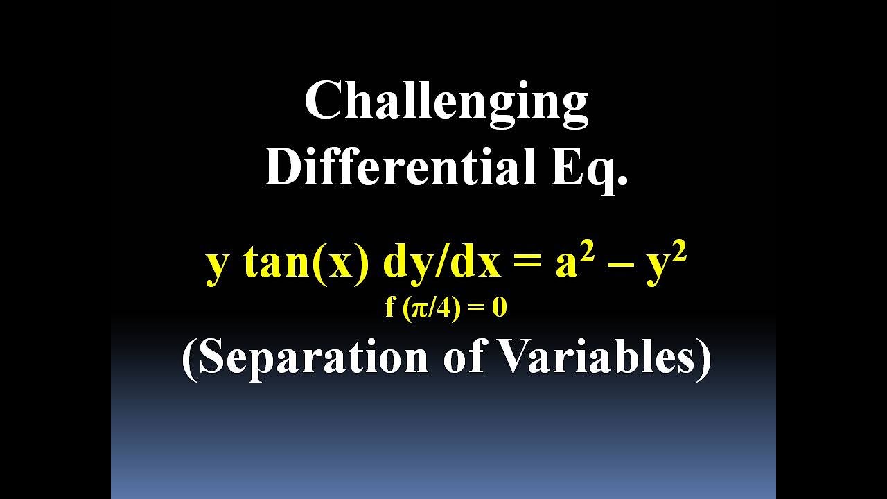 Challenging Differential Equation Question - YouTube