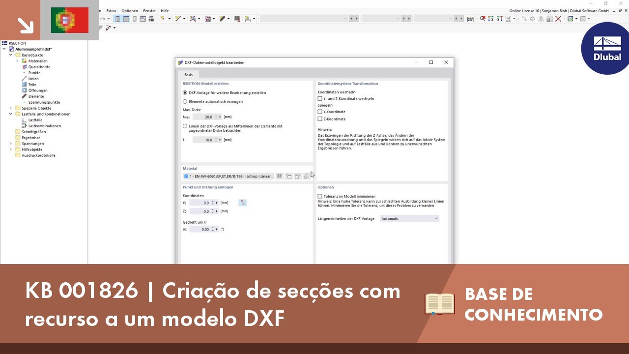 KB 001826 | Criação de secções com recurso a um modelo DXF - YouTube