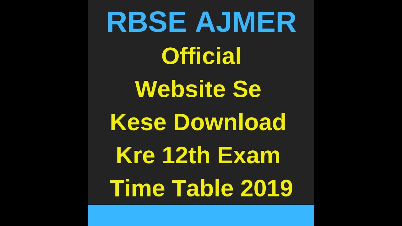 RBSE 12th Time Table 2019, - YouTube