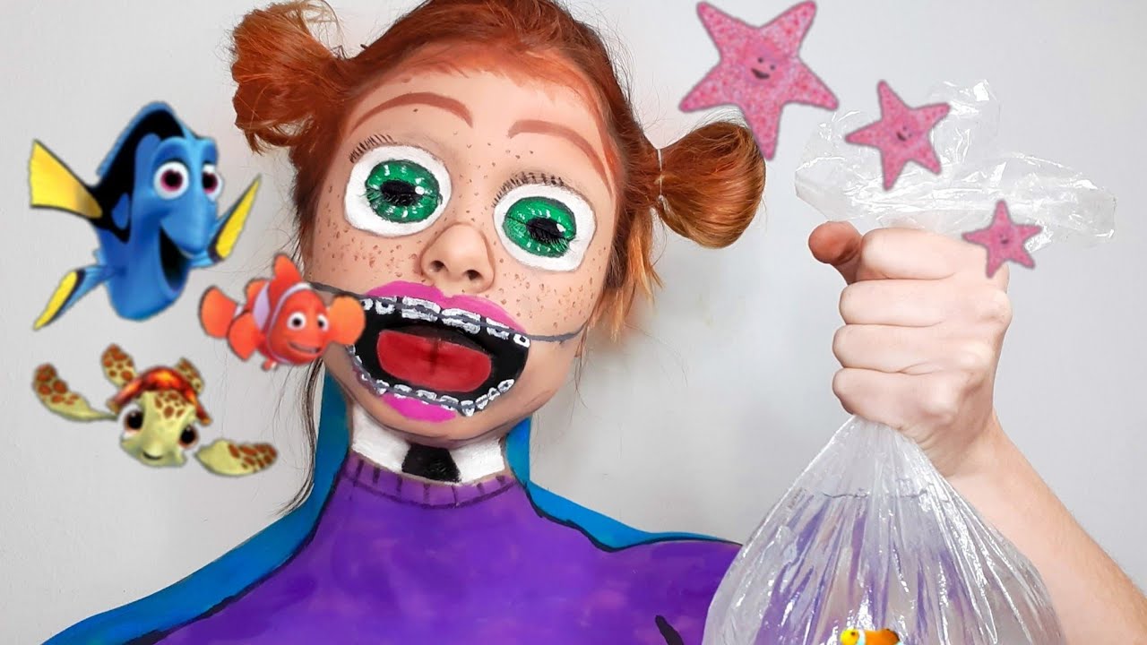 FINDING NEMO Make Up | Darla the fish killer Cosplay|Buscando a Nemo ...